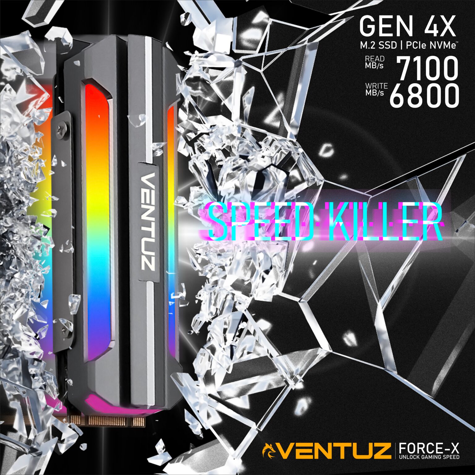 VENTUZ FORCE X RGB NVMe M.2 GEN4 1TB - Blossom Toko Komputer - Malang
