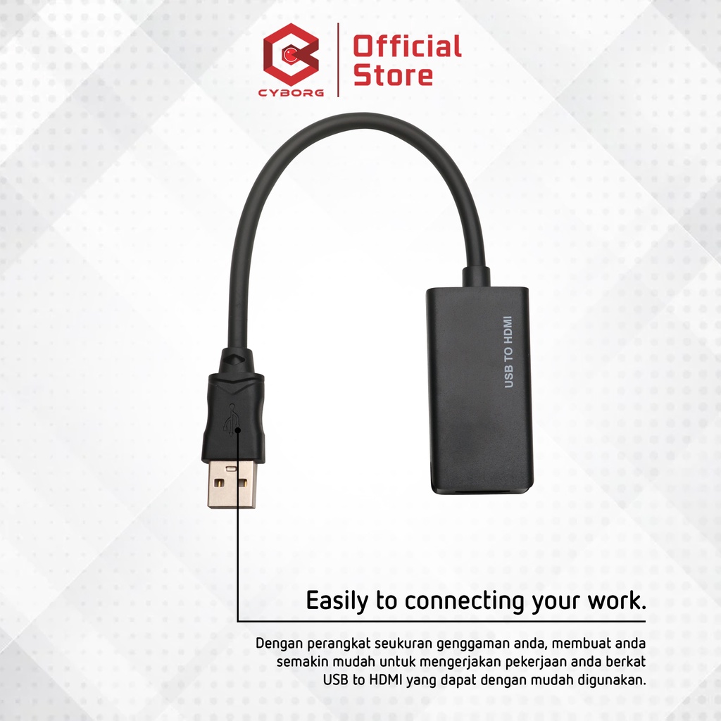 CYBORG USB TO HDMI CONVERTER - Blossom Toko Komputer - Malang